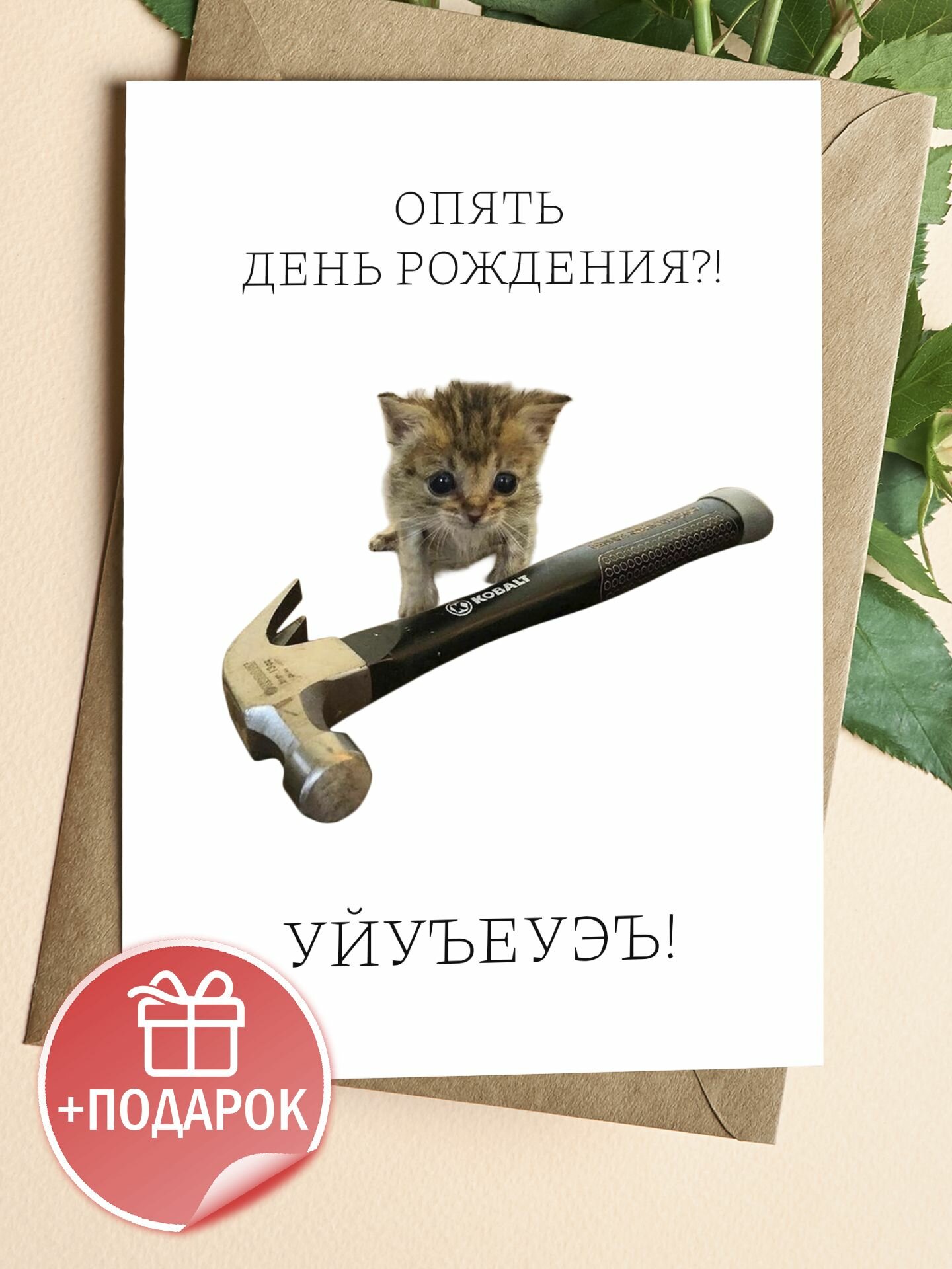 Прикольная открытка на день рождения с котиком