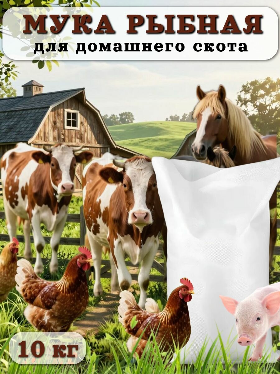 Рыбная мука кормовая для животных и птиц, 10 кг