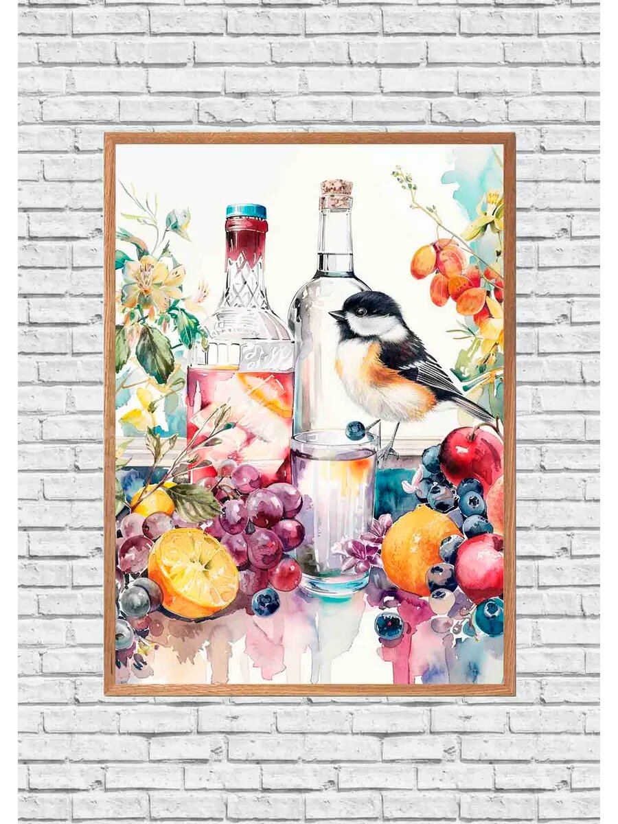 Синица-птичка-барменша 3, Плакат 30x42см