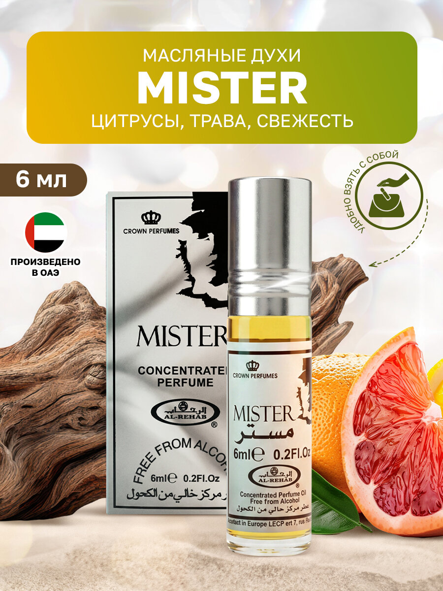 Арабские роликовые масляные духи мужские Mister из ОАЭ 6 мл масляные духи арабские духи мужские духи 6 мл