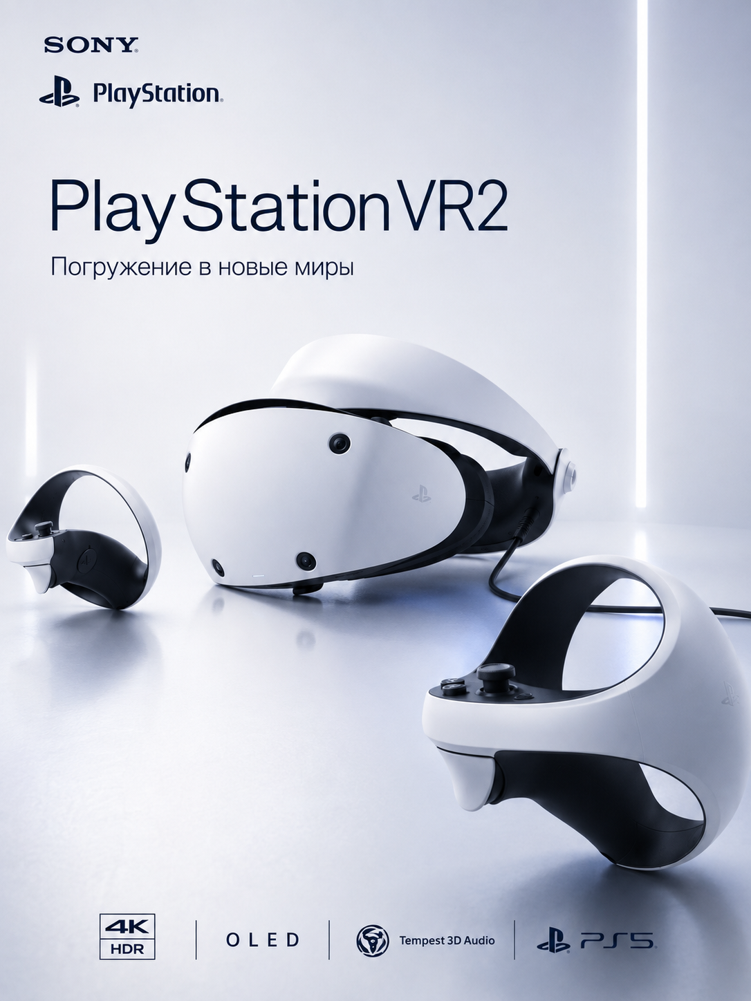 Очки виртуальной реальности Sony PlayStation VR2 для PS5, 4K HDR OLED, 120 Гц, Sense, JP, без игры