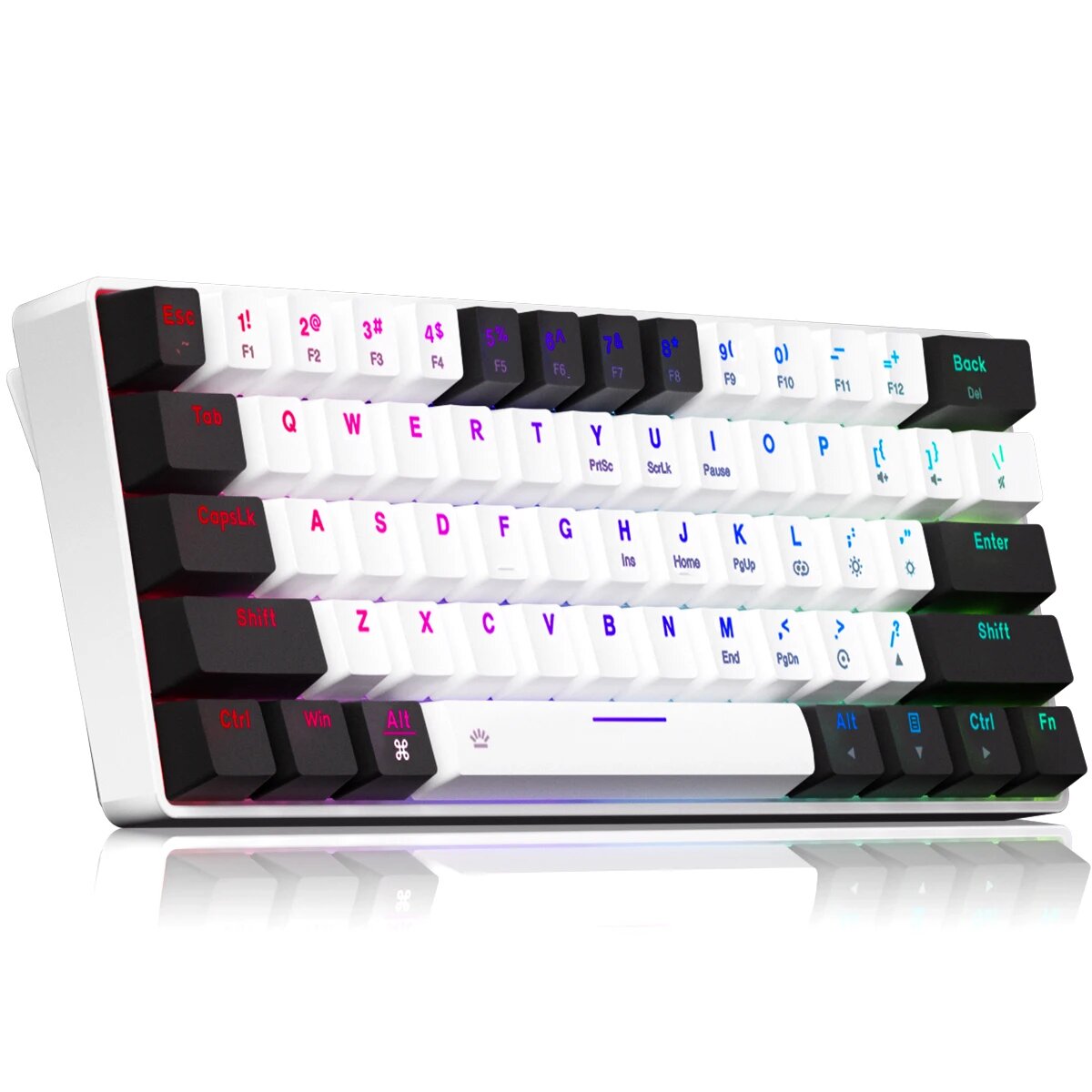 DAREU EK861S RGB проводная механическая клавиатура 61 клавиша красных переключателей Белый, белый