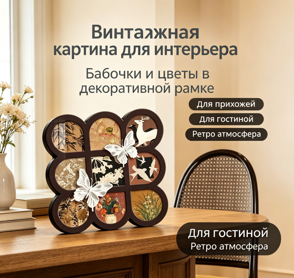 Винтажная настольная картина‑подставка, декор для комода, прихожей, прикроватной тумбы, арт‑декор в средневековом стиле