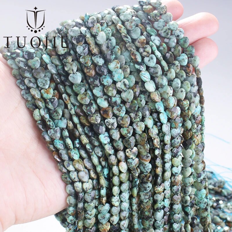 Бусины сердце Лазурит Клубничный кварц 6 мм 1. African turquoise