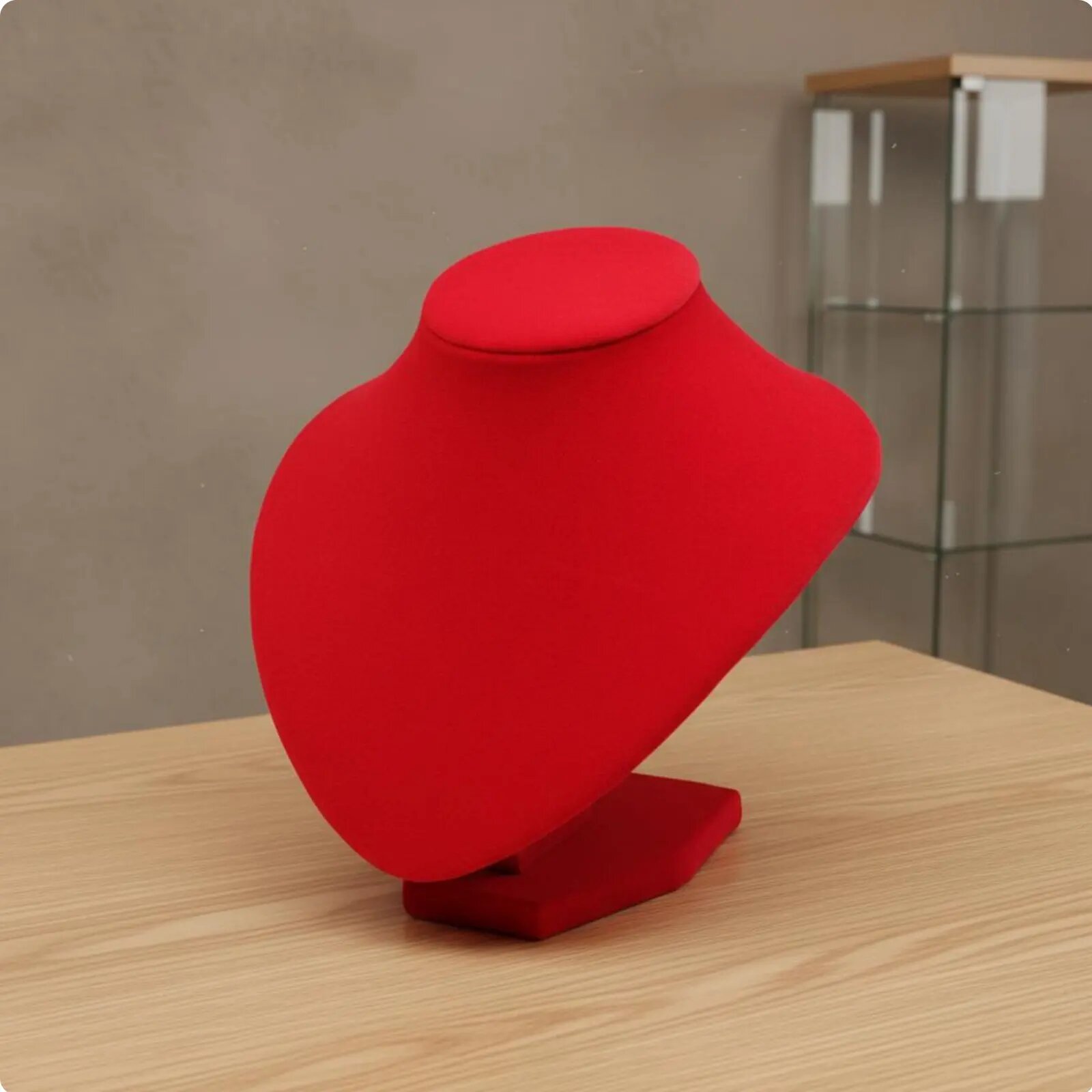 Красный бархатный манекен для ожерелий Красный, Heart 20CM
