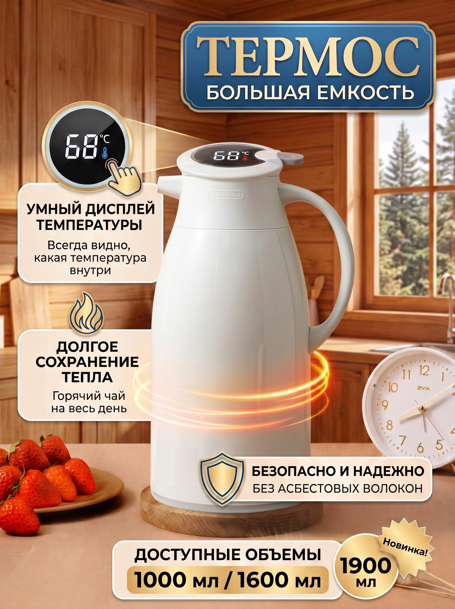 Умный термос, вакуумная изоляция, герметичность, используется для приготовления кофе и чая, ежедневного использования в туристических офисах
