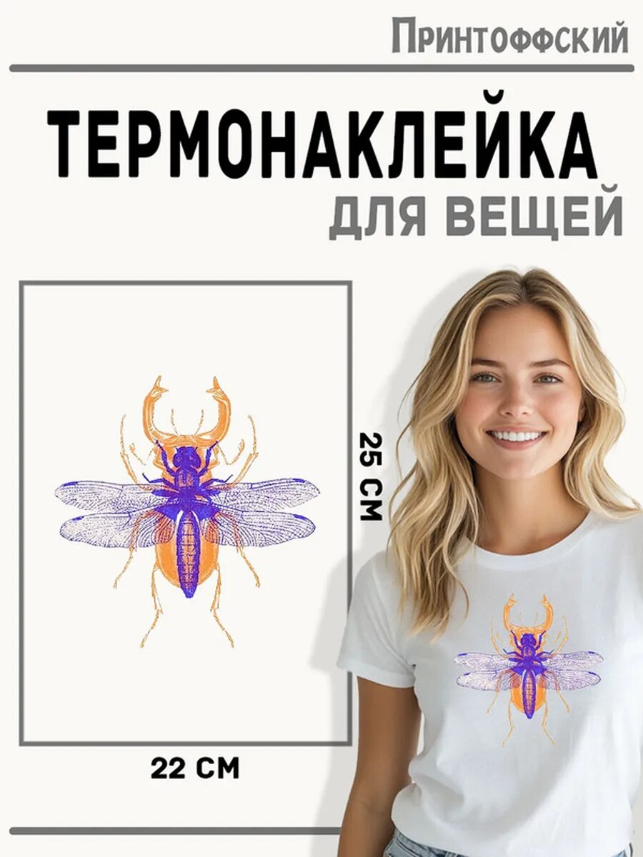 Термонаклейка для одежды и аксессуаров DTF-печать Жук — фото 1