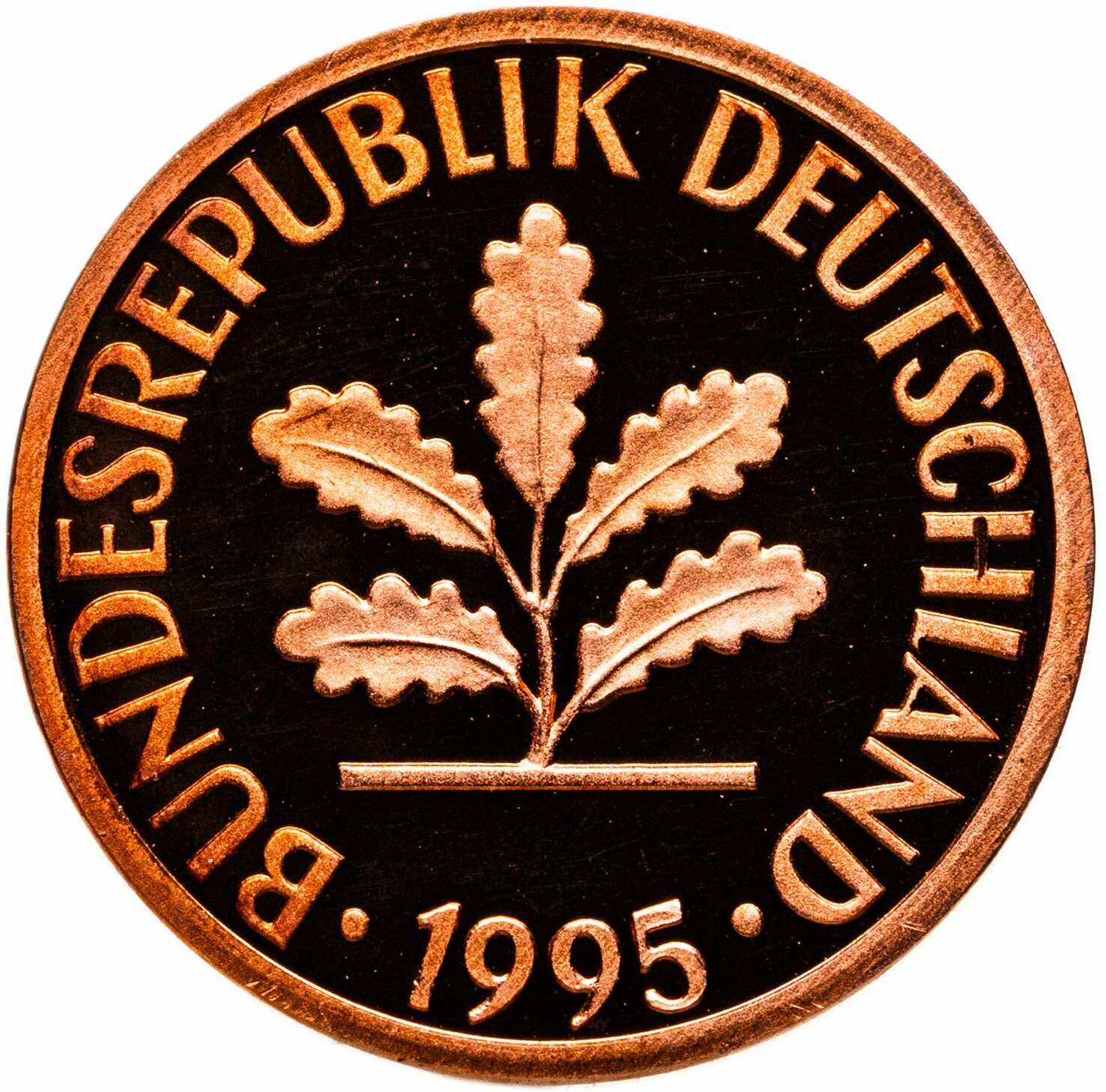 1 пфенниг pfennig 1995 G, Сталь, в сохранности Proof