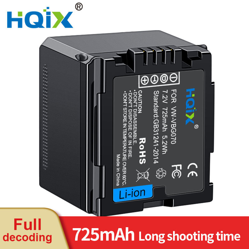 HQIX для Panasonic HDC-SD9 SD200 SD20 SD1 SD5 HS200 HS600 HS350 HS100 HS9 SDR-H258 H40 H60 H80 камера VW-VBG070 зарядное устройство Аккумулятор