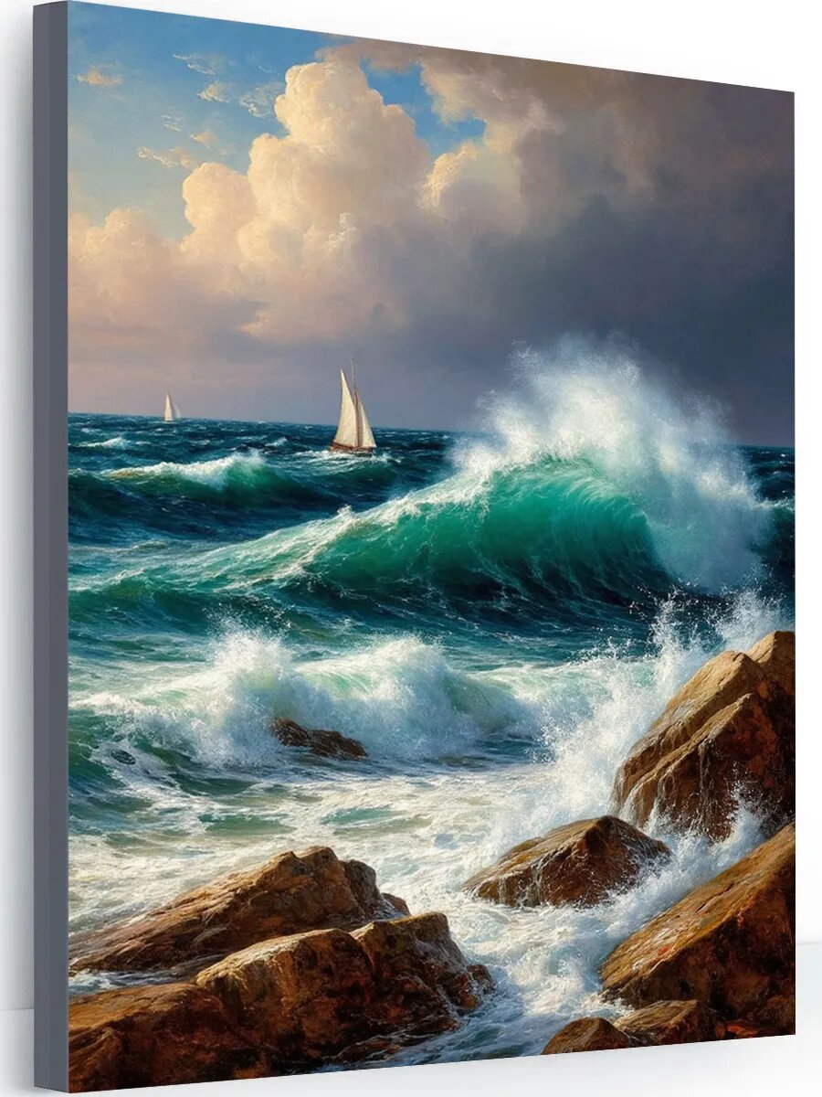 Картина на стену для интерьера "Шторм", на подрамнике, 40 x 50 см
