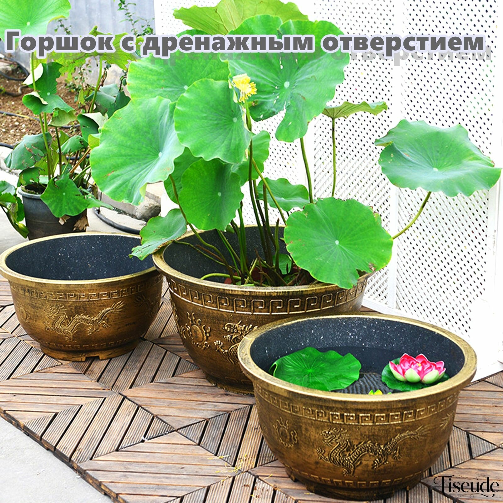 Кашпо 12 л, 24 см, 1 шт, цвет хаки