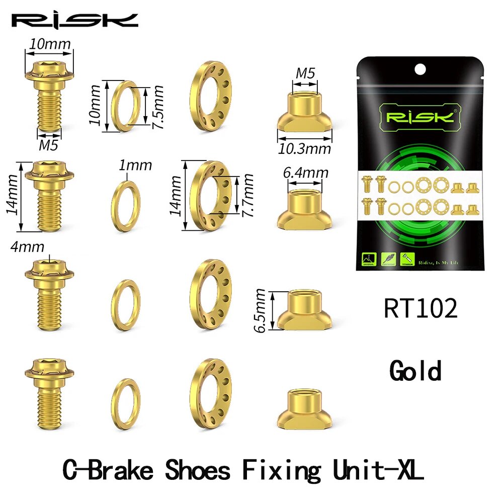 RISK Tитановые тормозные винты для R8000 UT/DA 16 шт. Golden