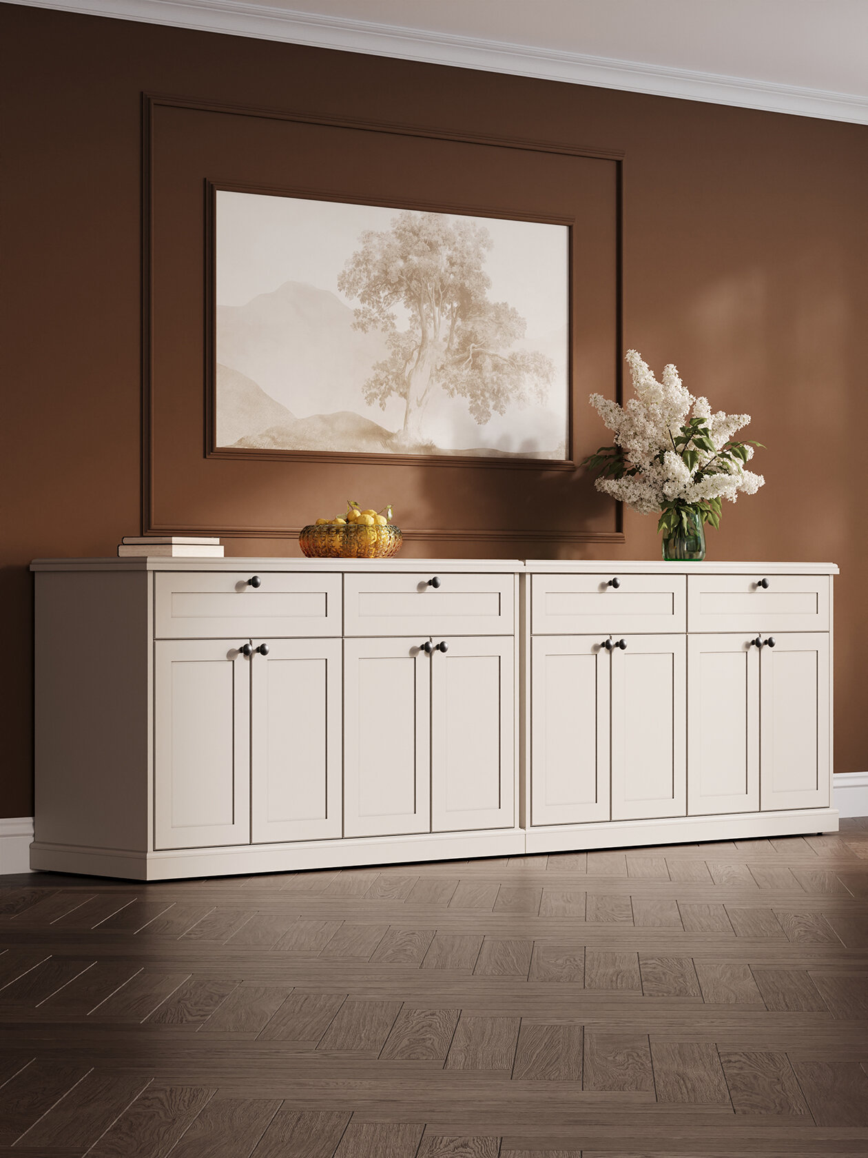 Набор комодов для одежды и хранения вещей Рона с ящиками, с полками, 245.2х46.6х76.6 см, Кашемир