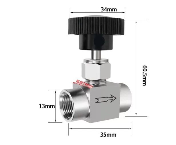 Игольчатый кран 1/8" ВР-ВР для точного регулирования потока