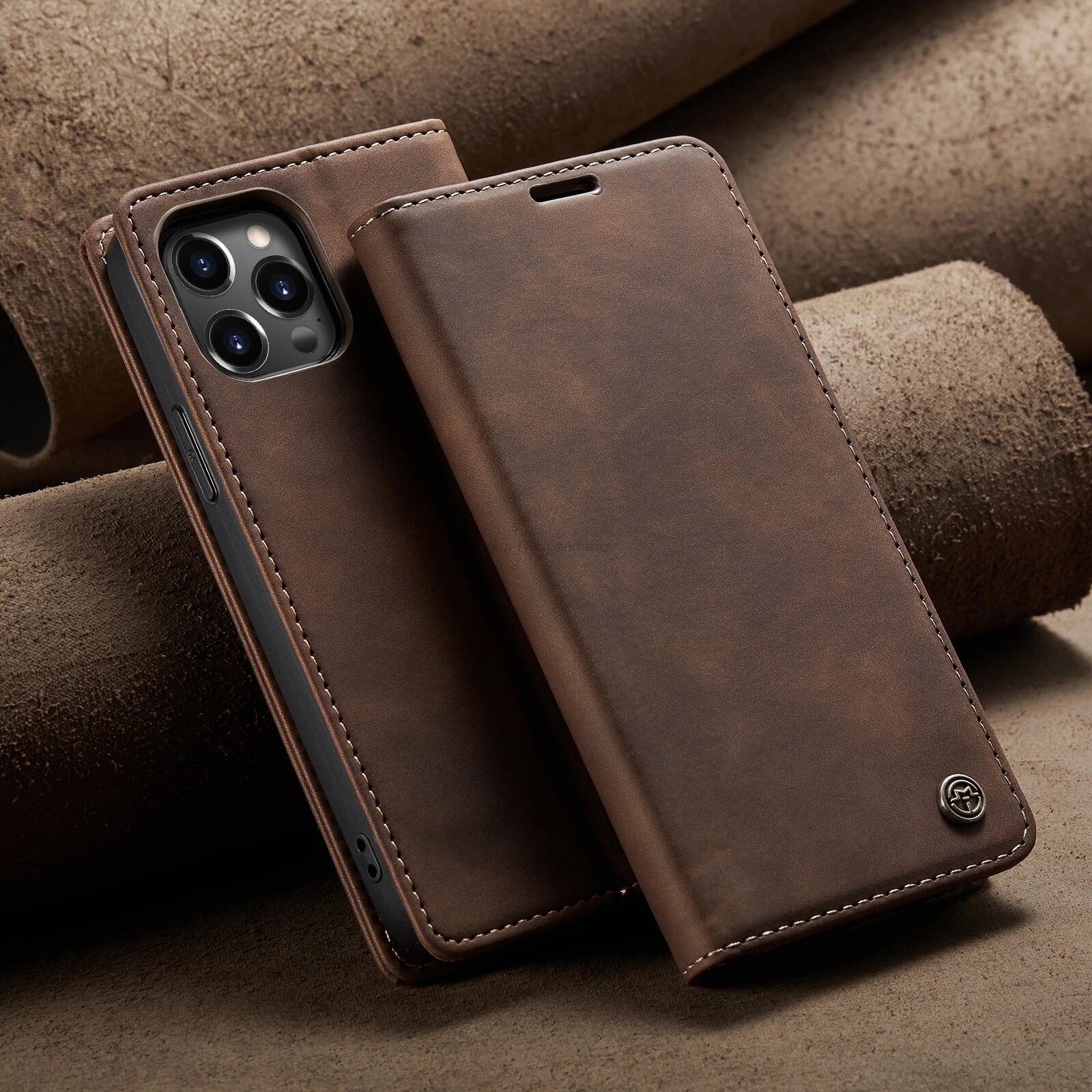 Флип-кожаный кошелек для XiaoMi Mi Poco X6 X5 Pro 5G Коричневый, Coffee, For Mi POCO X6 5G