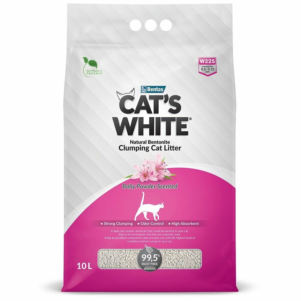 Cat's White Baby Powder комкующийся наполнитель с ароматом детской присыпки д/кошек (10л)