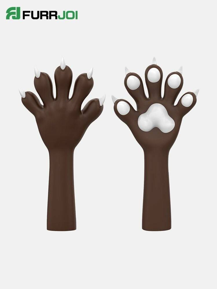 Furrjoi Новые силиконовые перчатки-лапы Silicone Furry Dog Paws, 11 расцветок, белые подушечки, глянцевые звериные лапы для фурсьют косплея