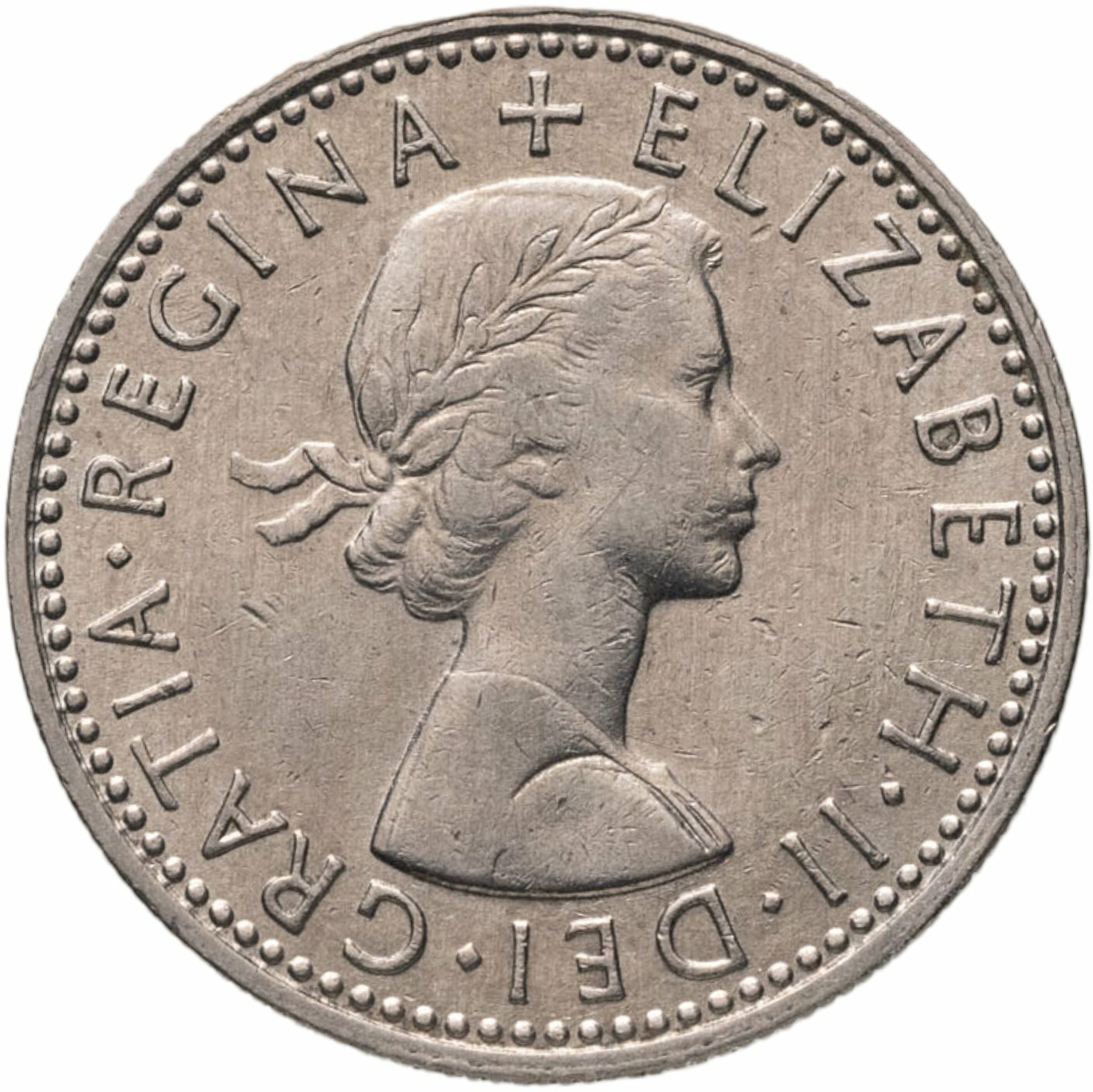Великобритания 6 пенсов 1965, Мельхиор медь-никель, в сохранности XF-AU