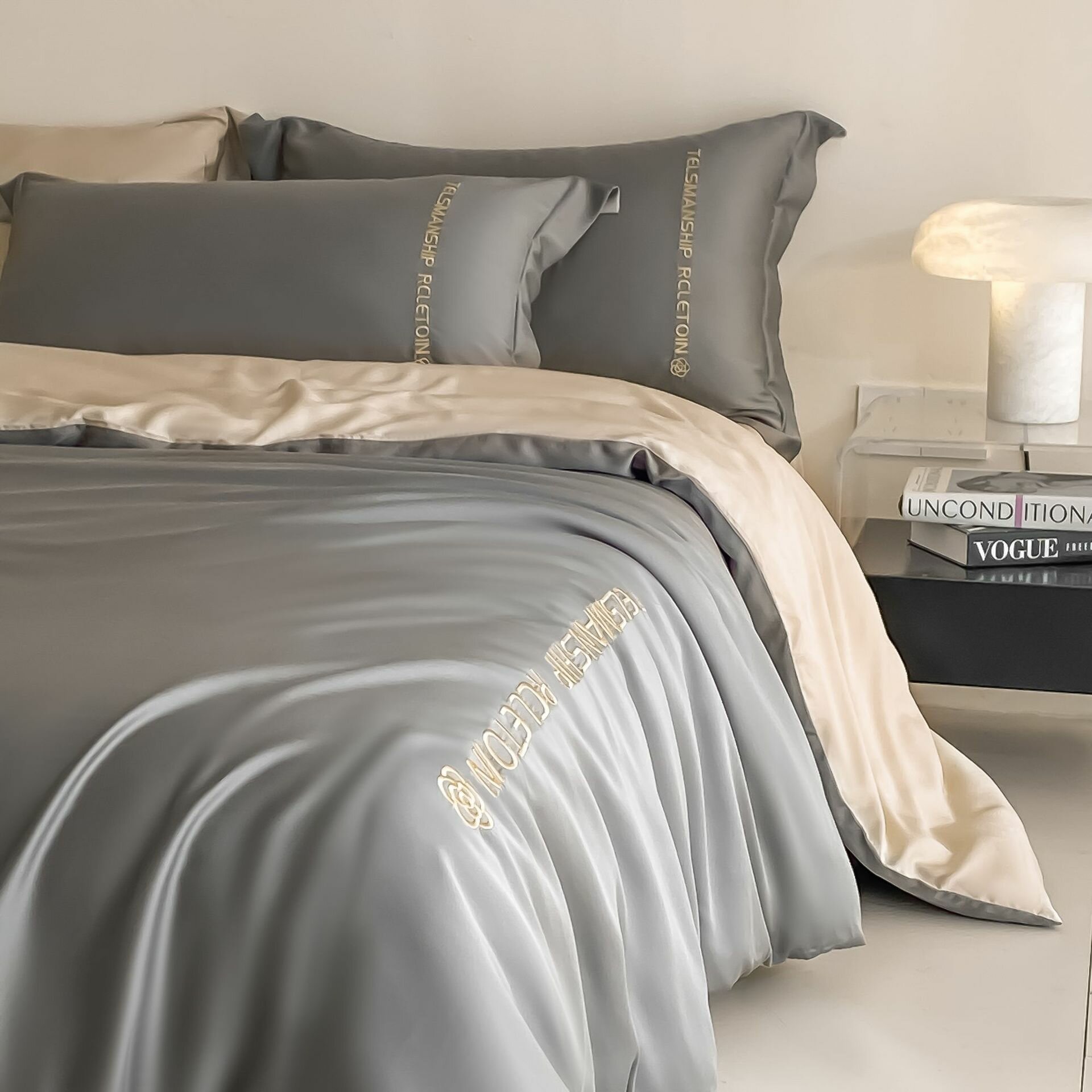 Mercury Home textiles Класса a Lyocell Tencel однотонный комплект из четырех предметов легкой роскоши, одинарный и двойной комплект из чистого хлопка оптом