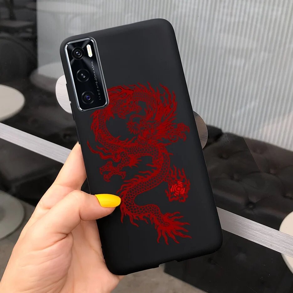 Милый мультяшный чехол для Vivo V20 SE, чехол V2022 V2023, мягкий Красный, Black 1208, Vivo V20 SE