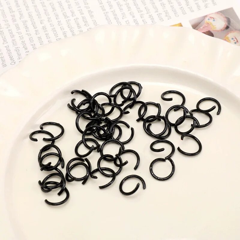 JXLOVEWJ Разъемные кольца для бижутерии 50 шт Черный, 1 black