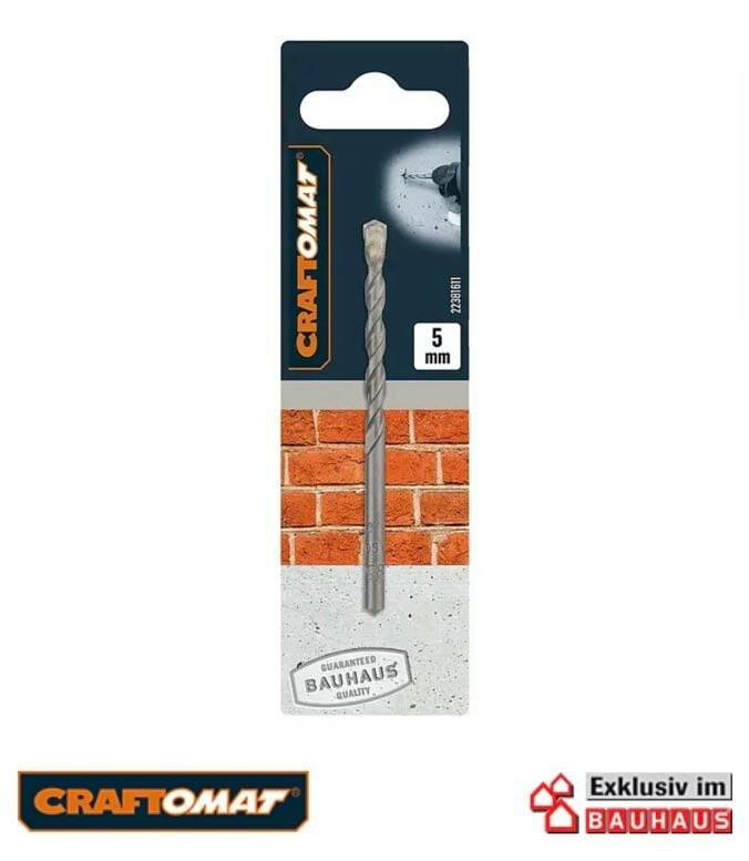 Сверло по бетону и камню Craftomat диаметром 5 мм, предназначенное для использования с ударными дрелями