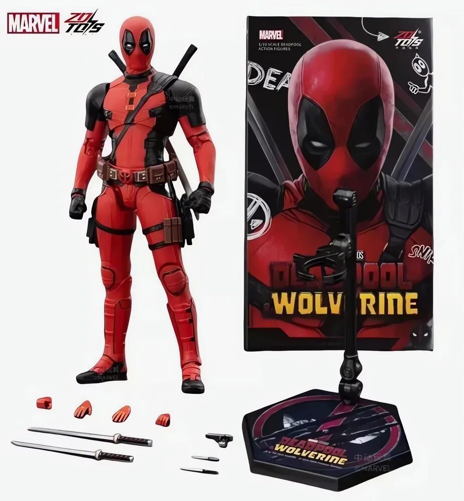 ZD Toys Фигурка Дедпул (Дэдпул и Росомаха) 1/10 Масштаб, ABS пластик, ПВХ, Китай