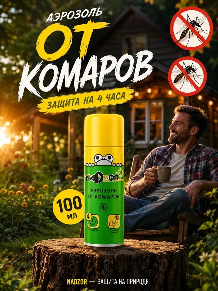 Средство от комаров, Спрей от комаров , Репеллент от клещей, мошки, слепней и блох