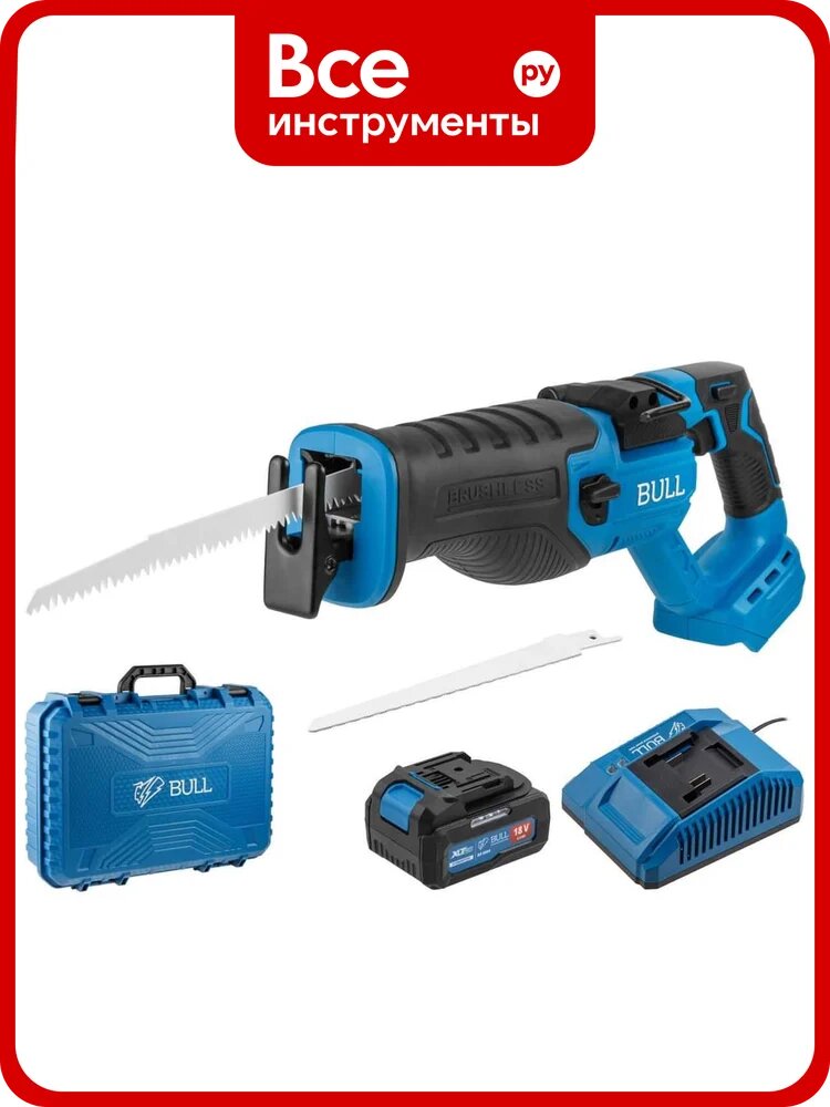 Аккумуляторная сабельная пила BULL CSR 2118 E XLTpro, SET, бесщет, 18 В, дер. 210 мм, 1х4 Ач, з/у 4 А 1325946