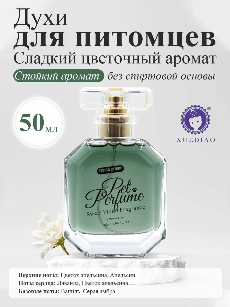 Дезодорант-духи для кошек и собак , парфюм без спирта, Сладкий цветочный аромат, 50 мл
