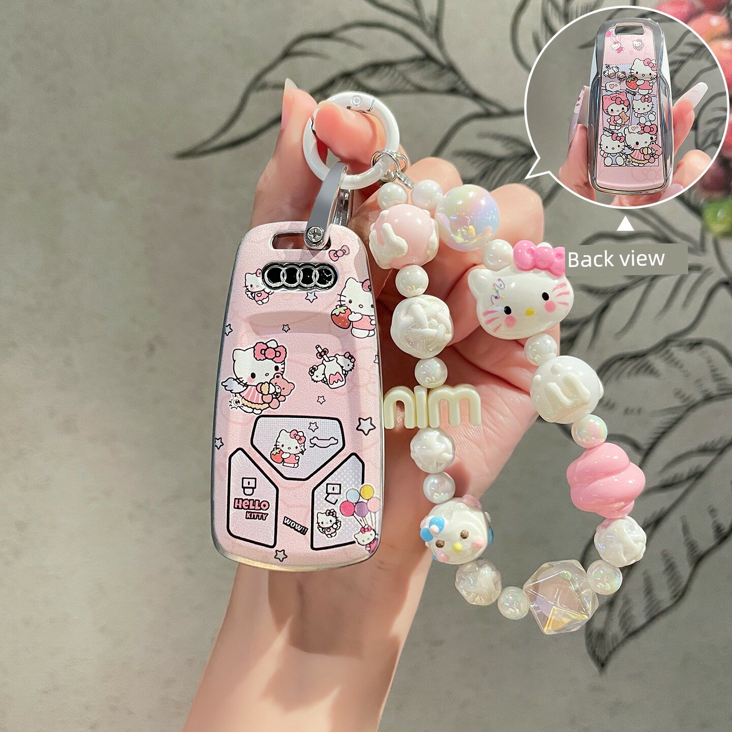 Hello Kitty Бисерный Браслет для Женщин, Розовый и Жемчужный Дизайн, Регулируемый Запястье, Милый Подарок