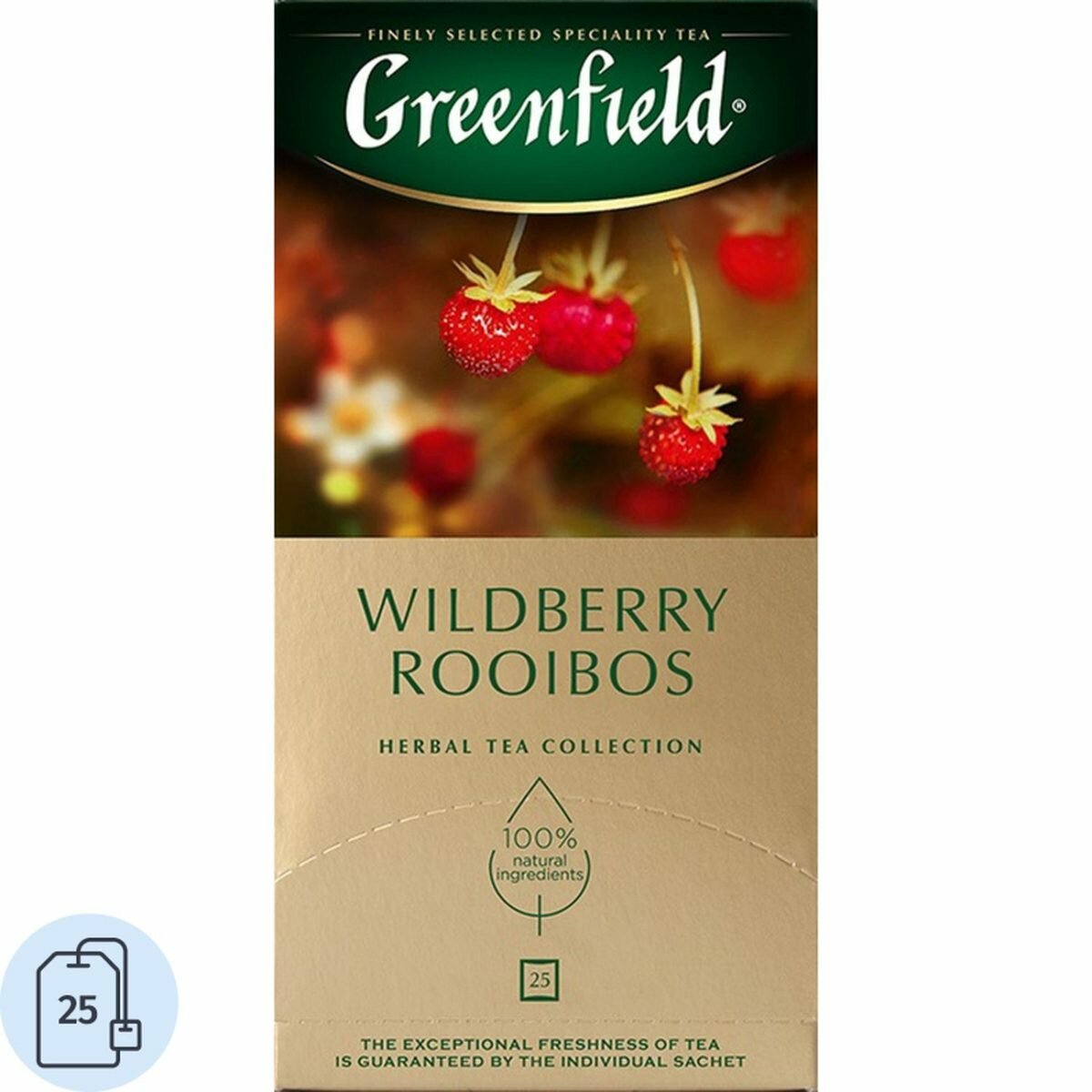 Чай Greenfield Wildberry Rooibos травяной с земляникой и клюквой 25 пакетиков, 10шт.