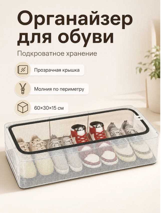 Прозрачная длинная коробка для обуви, пылезащитный органайзер для обувного шкафа，1шт