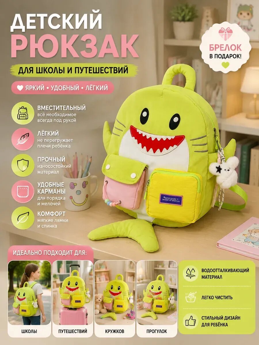 Рюкзак акула школьный