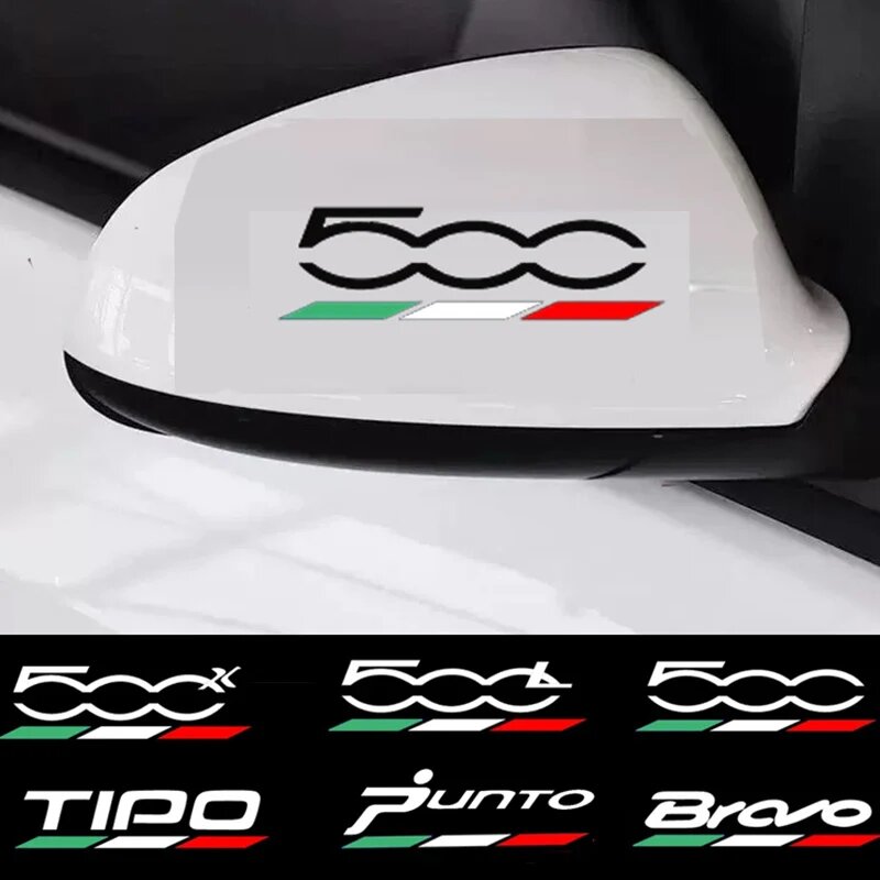 2 шт. наклейка на зеркало заднего вида для Fiat Abarth 500 500X 500L 500e Punto черный, Черный, 500
