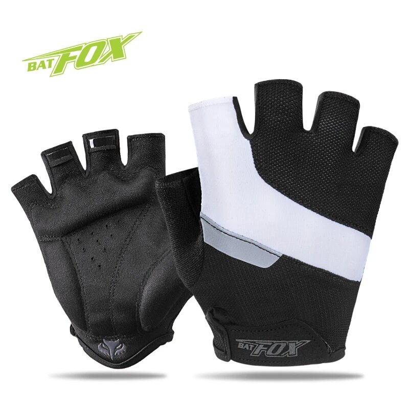 BATFOX Мtb перчатки мужские полупальцевые полиэстер Черный, S, F566-Black white