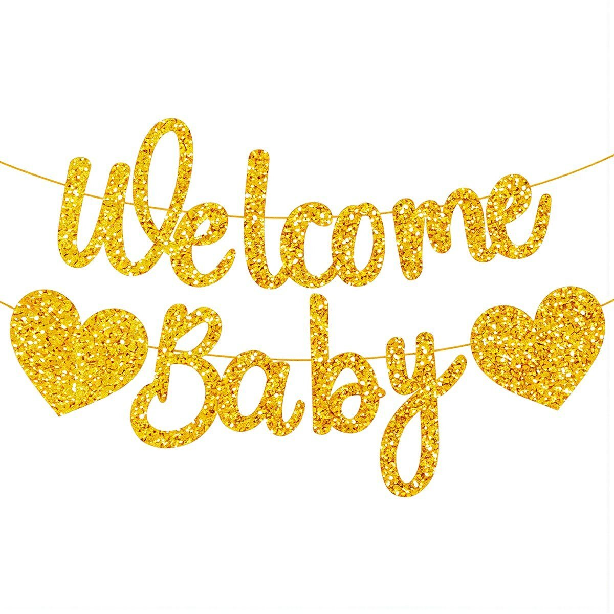 Флажок для декора праздника Welcome Baby блестящий золотой буквы фигурки детской одежды баннер для детского душа украшение стены, Баннер с надписью Welcome Baby из золотого глиттера