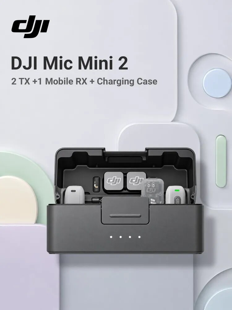 DJI Микрофон универсальный Mic Mini 2 (2 TX + 1 Mobile RX + Charging Case), черно-серый