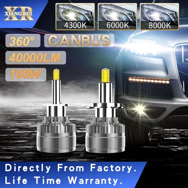 XR 360 Turbo 40000LM 100 Вт CSP H7 canbus 9012 H1 9005 9006 4300K White Yellow, H7, 12V 100W CANBUS