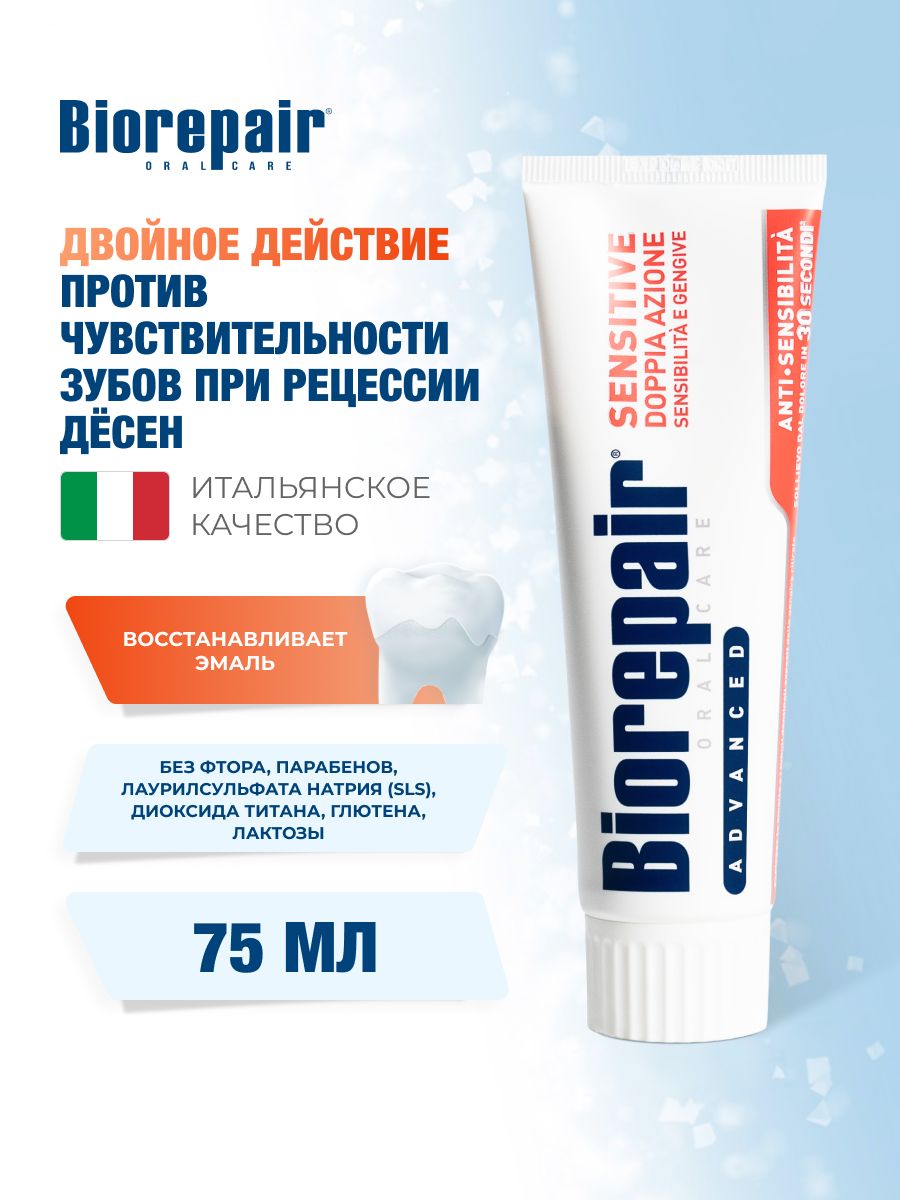 Зубная паста против гиперчувствительности зубов Biorepair Sensitive Double Action, 75 мл