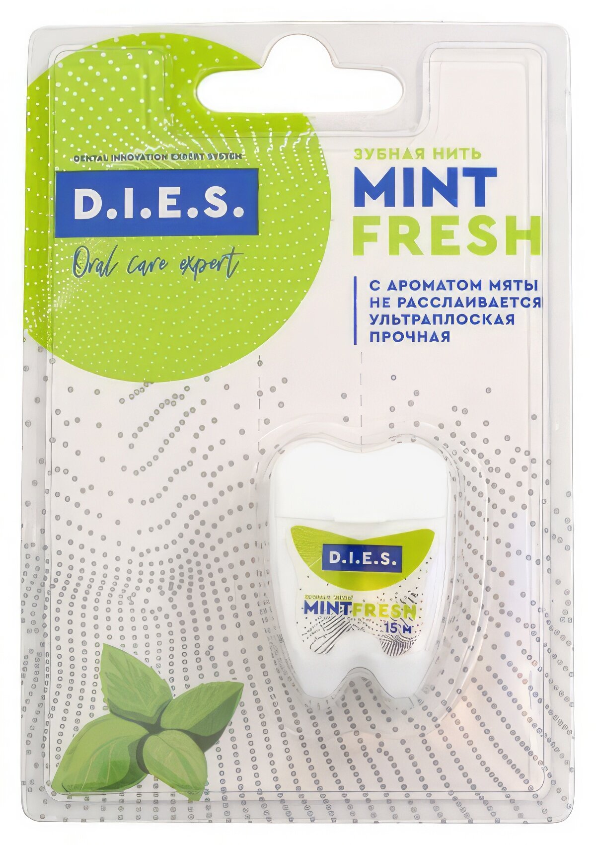 Нить зубная D.I.E.S невощеная мятная 15м