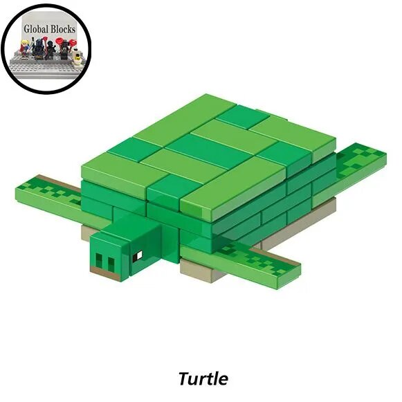 Аниме фигурок Конструктор (совместим с лего), Майнкрафт/Minecraft (4.5см, пакет) Turtle-R162