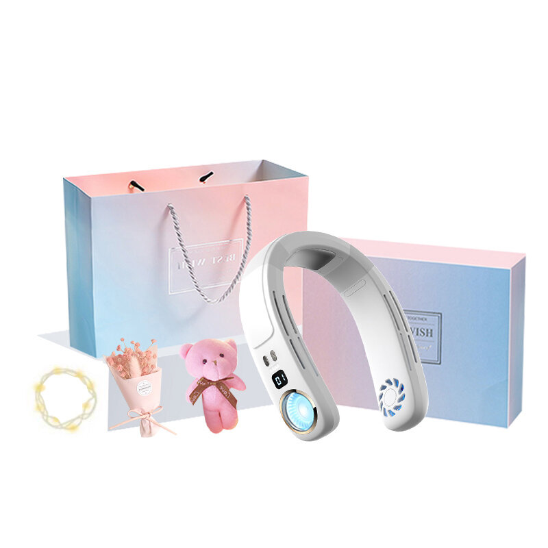 Шейный вентилятор RINGKE белый, USB, компактный, легкий, 360° поворот