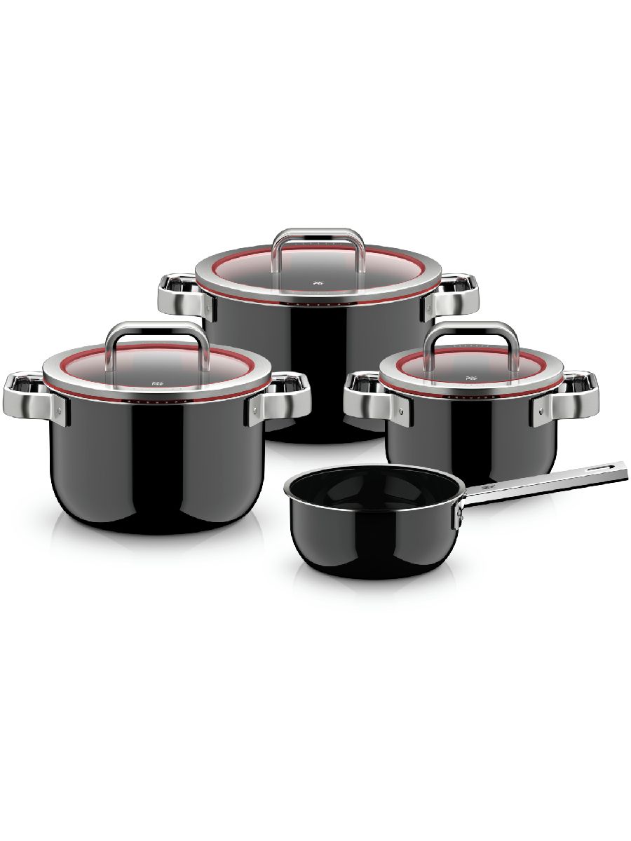 Набор посуды WMF Fusiontec Functional Pro Black, с крышками, подходит для всех типов плит, сталь по технологии Fusiontec