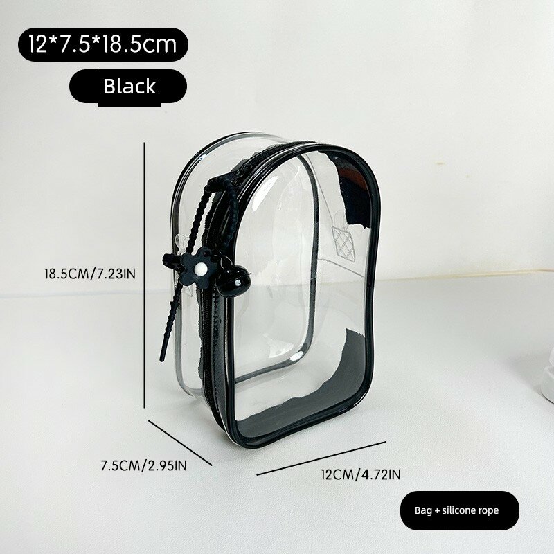 Pop Mart HIRONO Highway Log Series Прозрачная сумка для прогулок с ребенком черного цвета, топ-модель с противоугонным