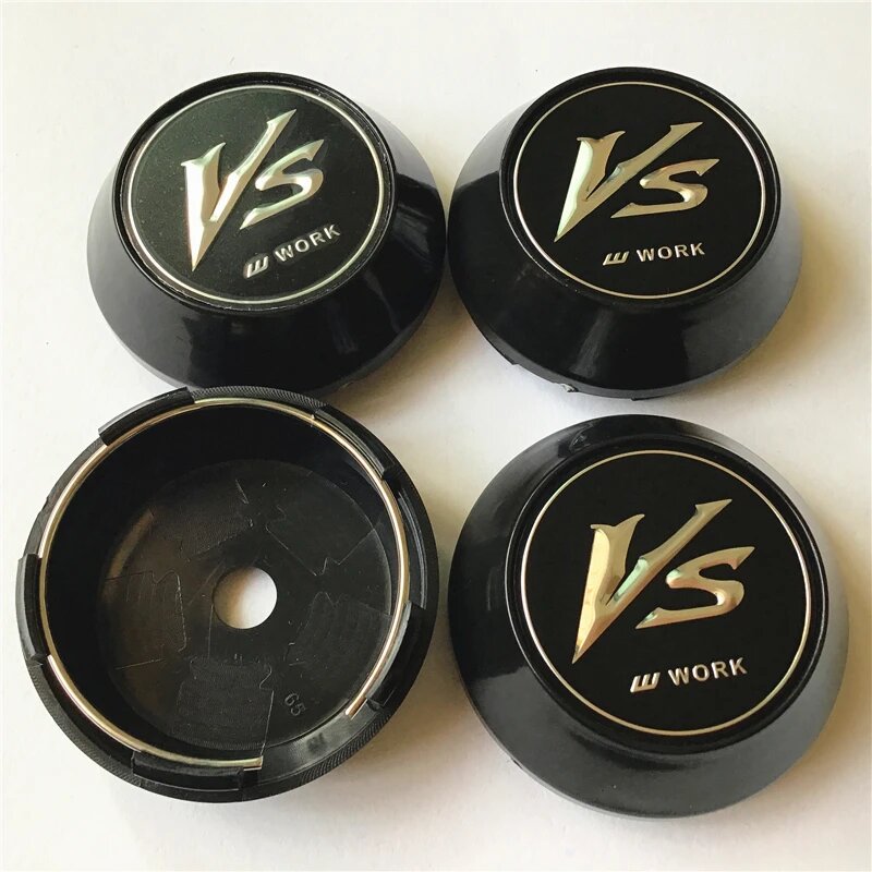 Колпачки для колес W WORK VS, черные, 65/45 мм, 4 шт.