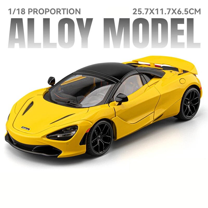 Модель спортивного автомобиля McLaren 720S из металла 1:18 Желтый, Yellow