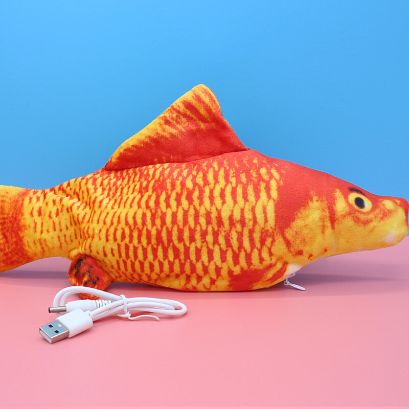 Красный карп USB-заряжаемая игрушка-рыба с вибрирующим хвостом для детей, непрерывное движение
