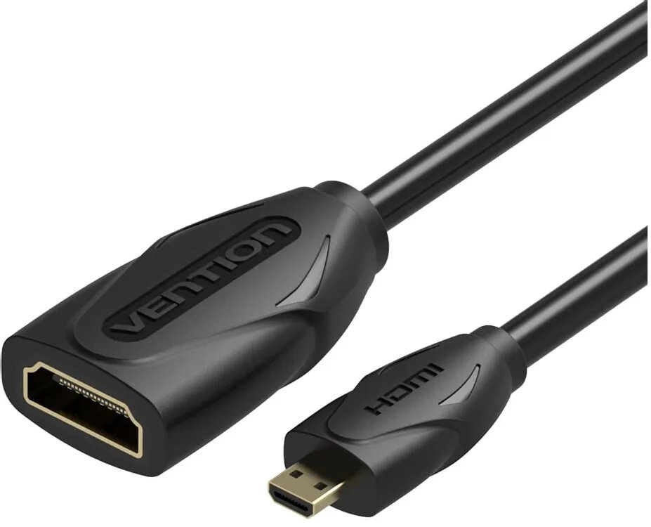 Кабель-переходник аудио-видео VENTION ABBBF, HDMI (f) - Micro HDMI (m), ver 2.0, 1м, GOLD, черный