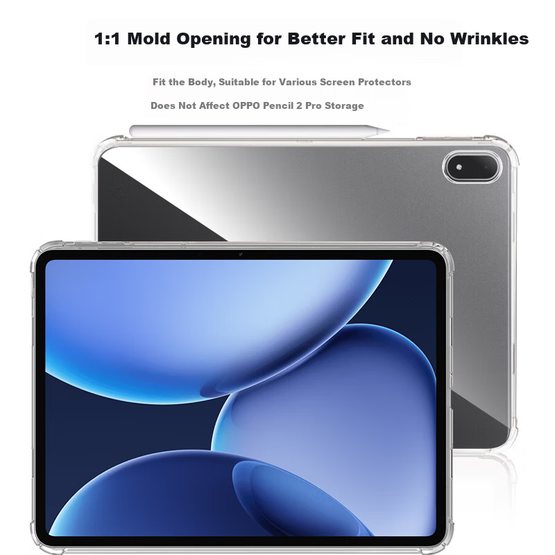 Чехол-накладка Freeson для OPPO Pad 4Pro 13.2 дюйма, прозрачный, из ТПУ, полная защита, с амортизирующими углами
